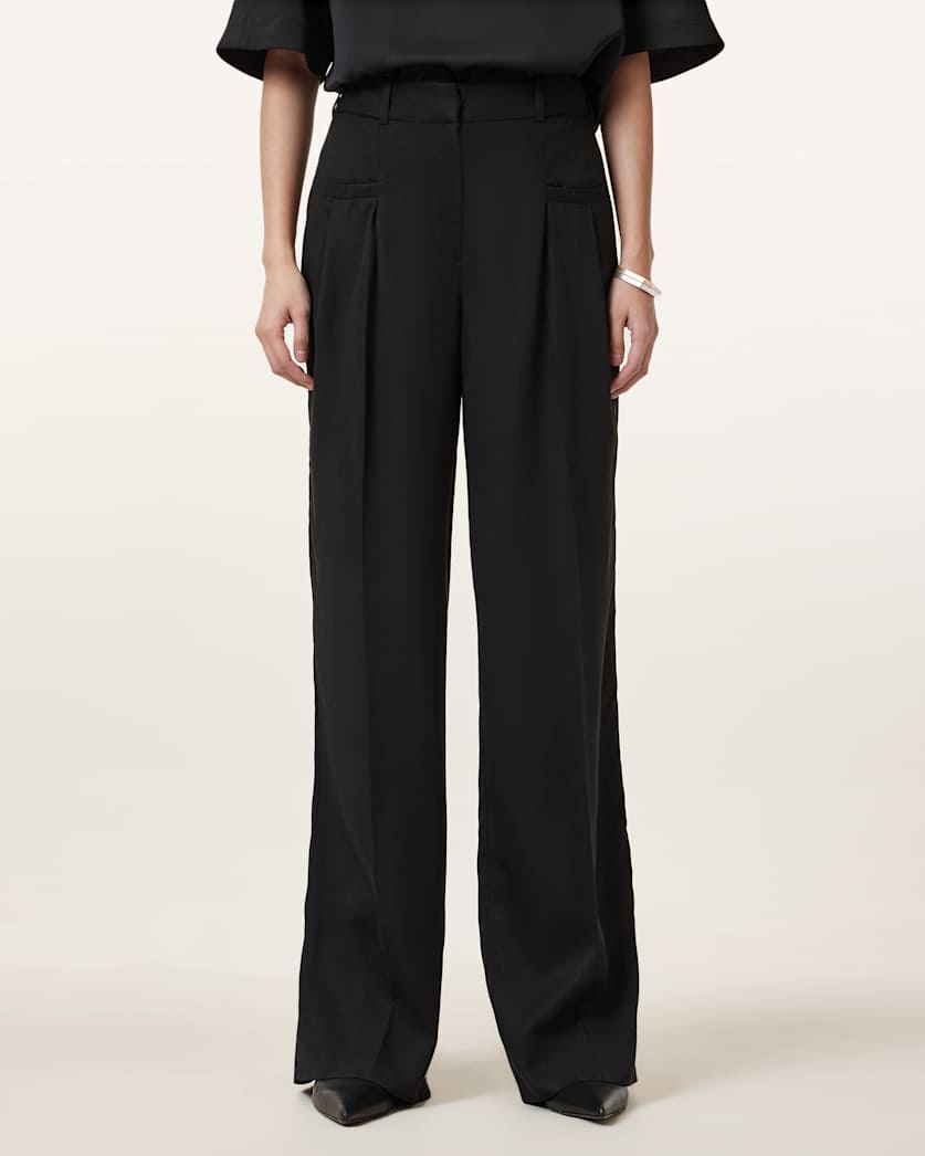 Zenni Mid Rise Wide Leg Trousers Black | ALLSAINTS